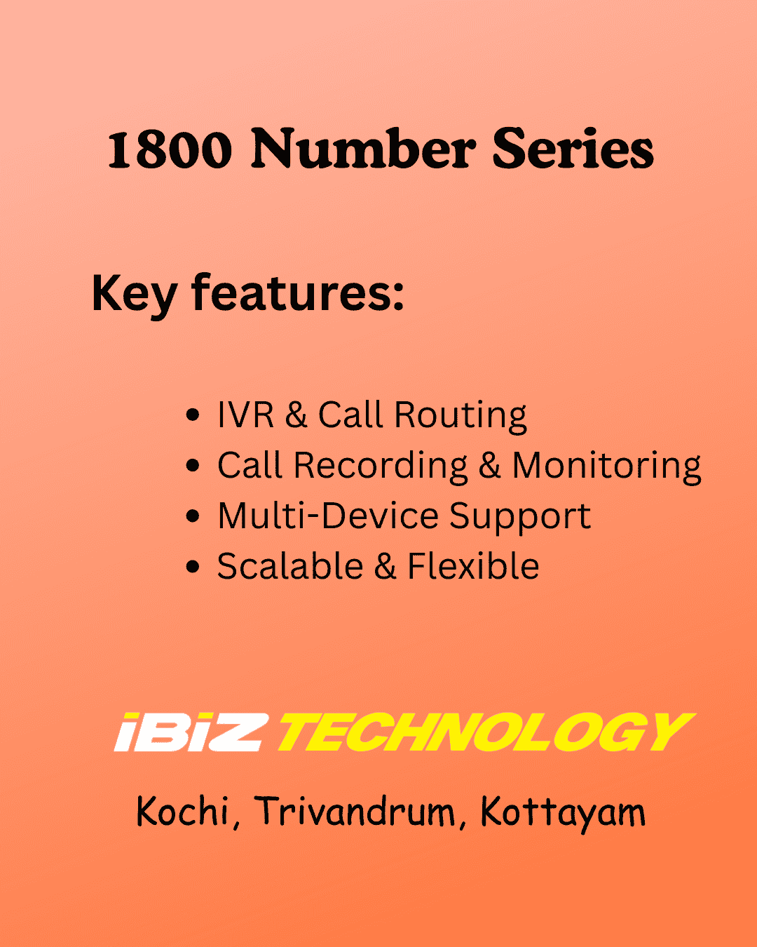 1800 Number Series Toll free Solutions Kochi and Trivandrum